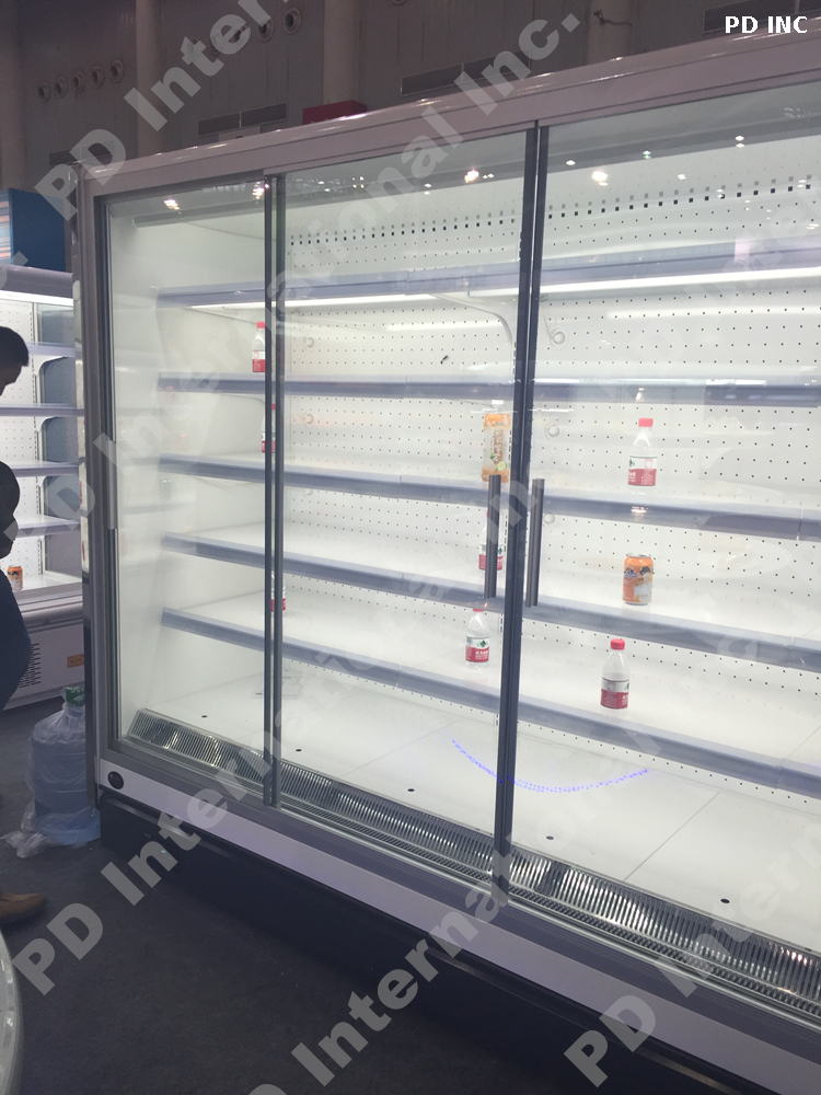 Sliding cooler glass door and frame for cabinet